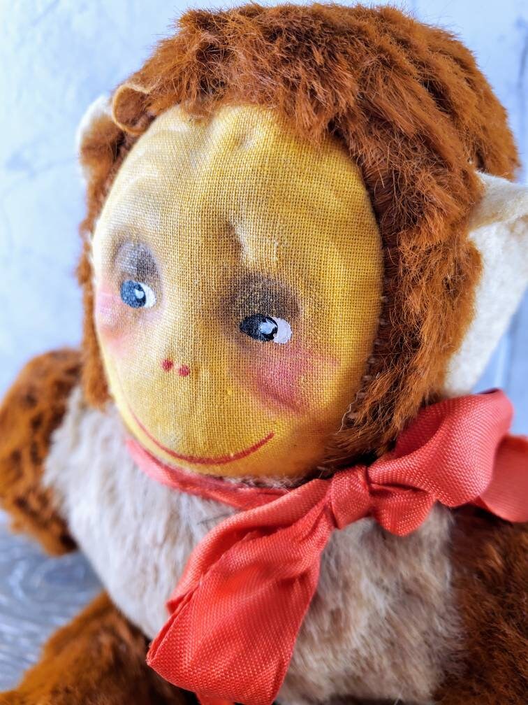 Vintage Fabric Face Monkey Plush - Etsy