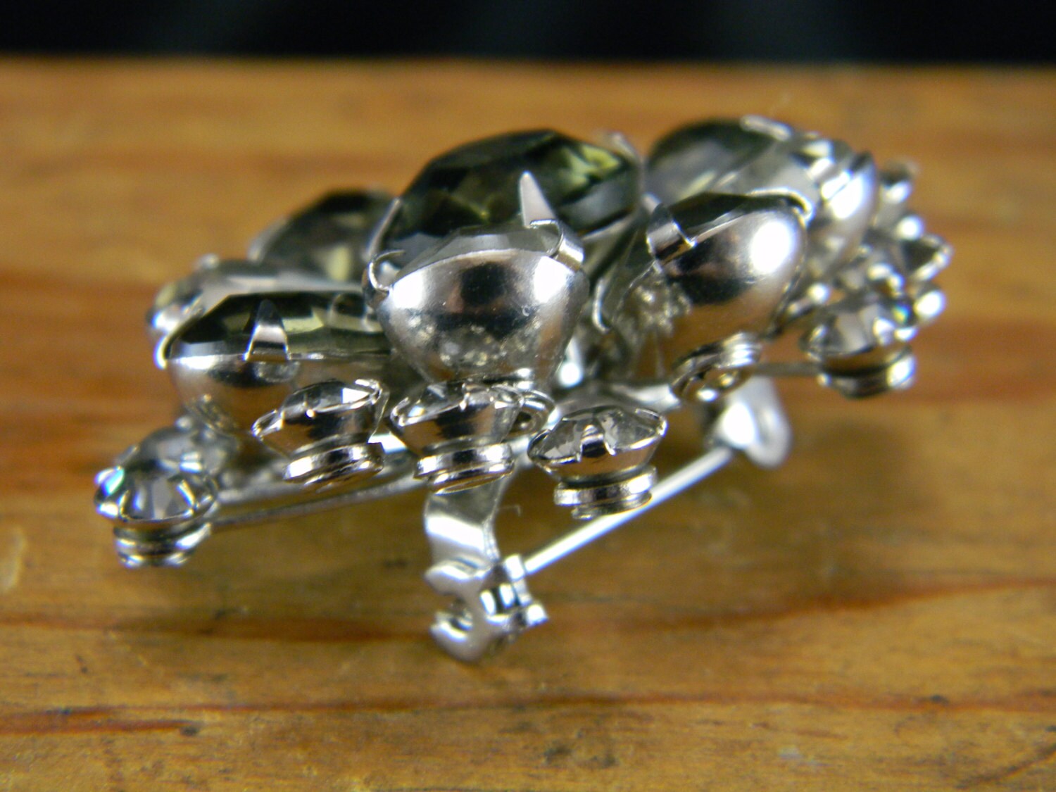 Vintage Green and Clear Pear Shape Rhinestone Brooch - Etsy