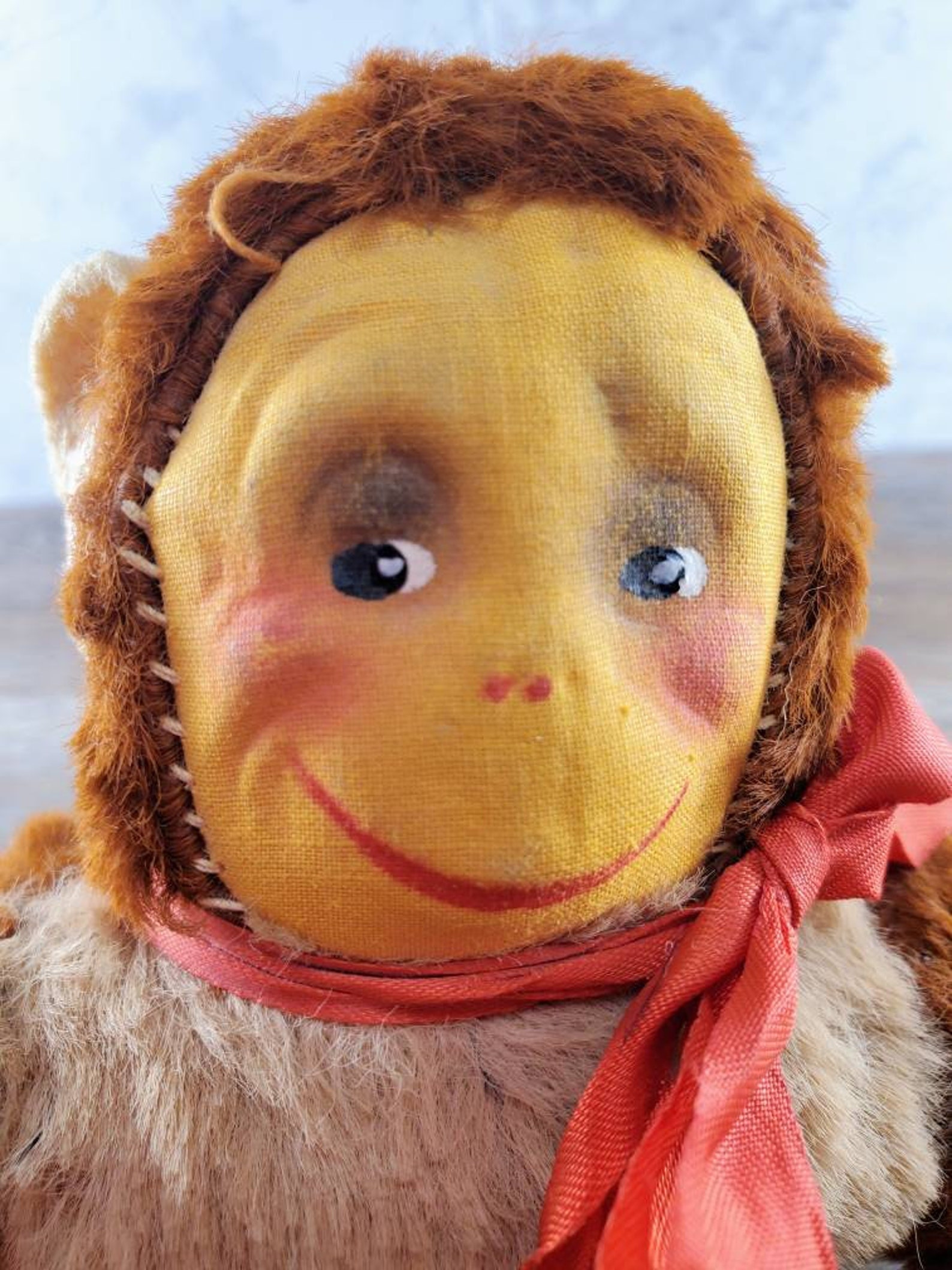 Vintage Fabric Face Monkey Plush - Etsy