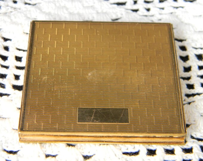 Vintage Gold Tone Square Compact - Etsy