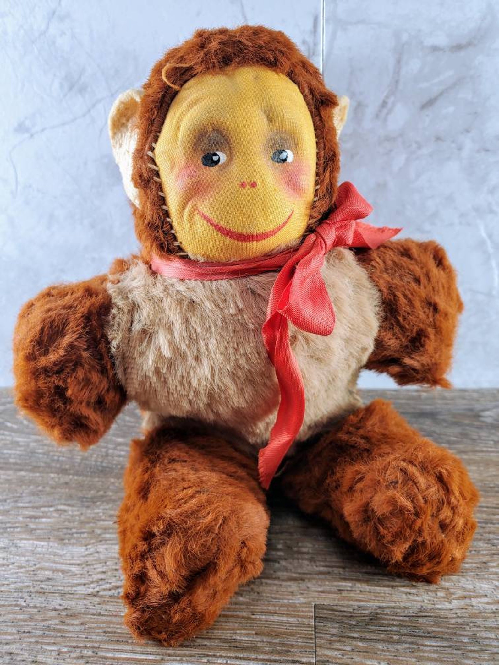 Vintage Fabric Face Monkey Plush - Etsy