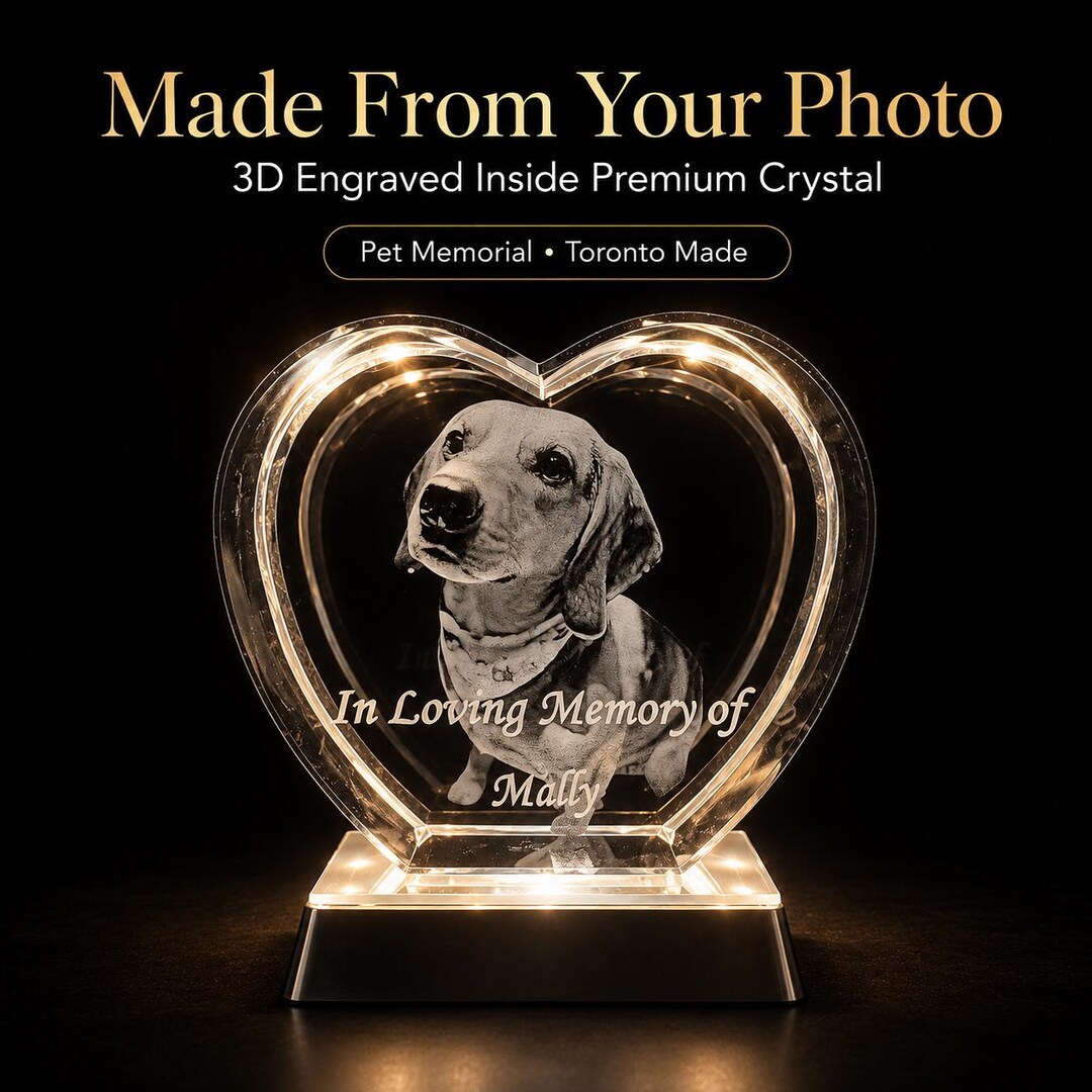 Personalized 3D Pet Memorial Crystal, Dog Memorial Gift, Cat Loss ...