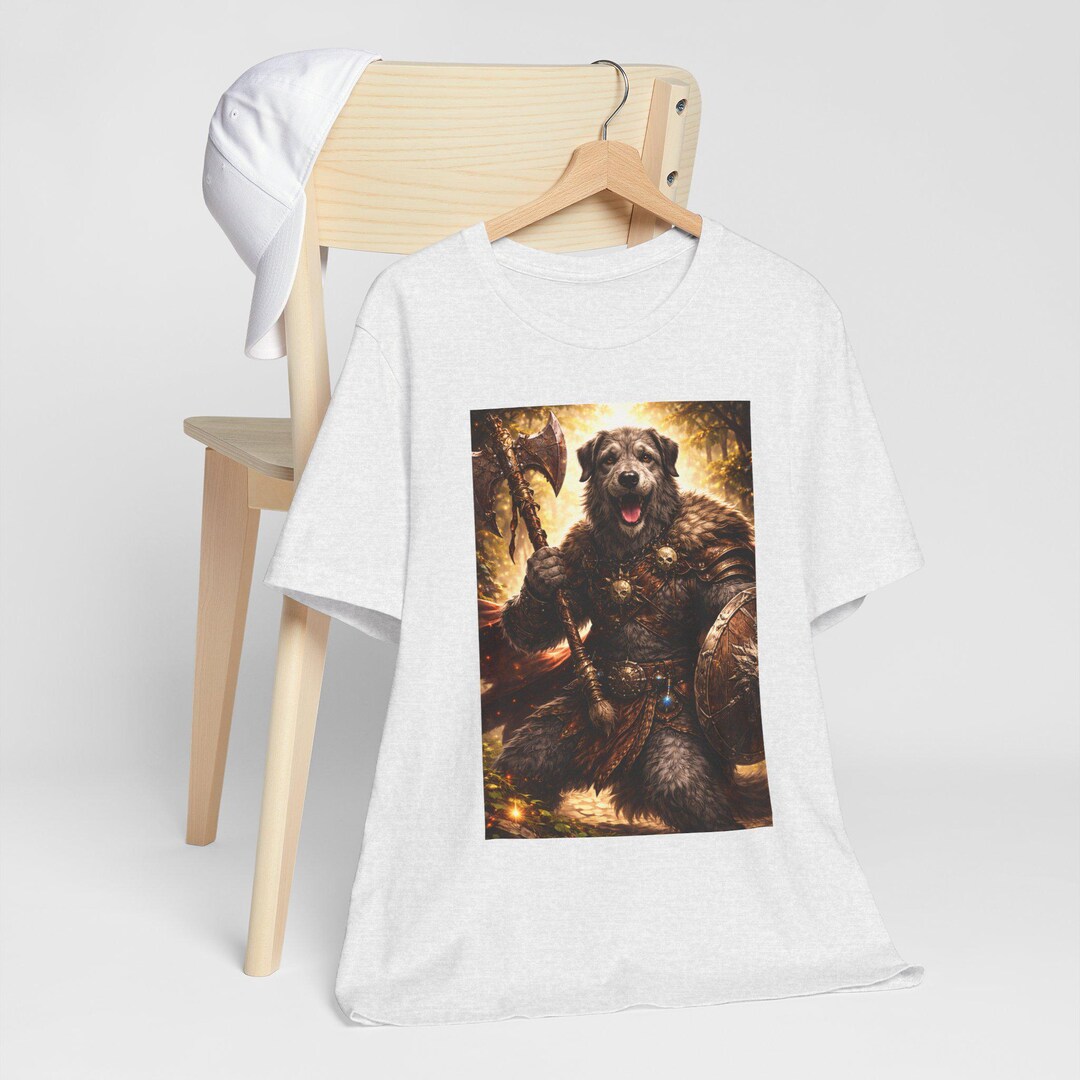 Barbarian Dog Warrior Tee | Medieval Axe Shield Illustration - Etsy