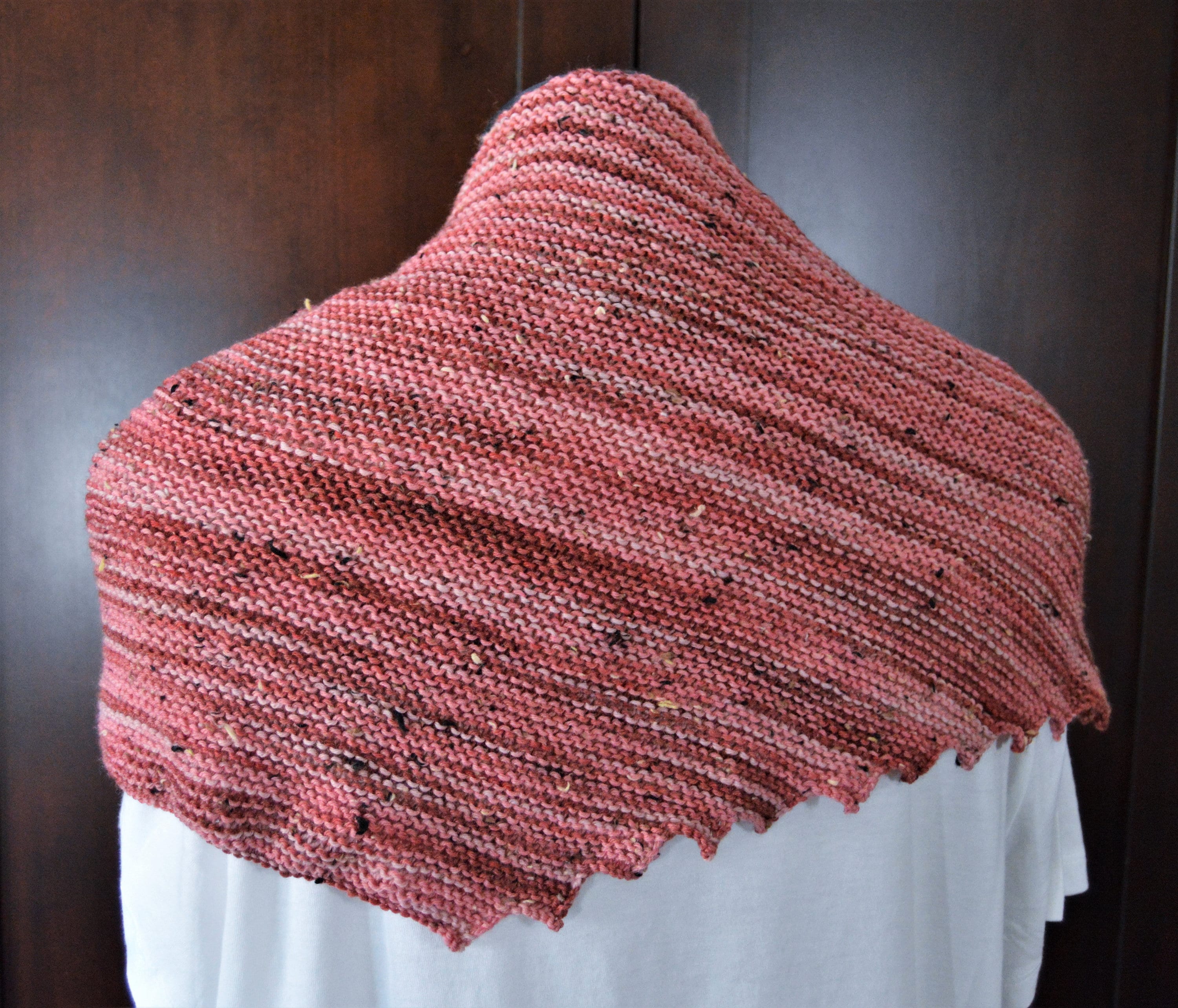 Pink Tweed Asymmetrical Shawl, Hand Knit Wool Wrap, Machine Washable ...
