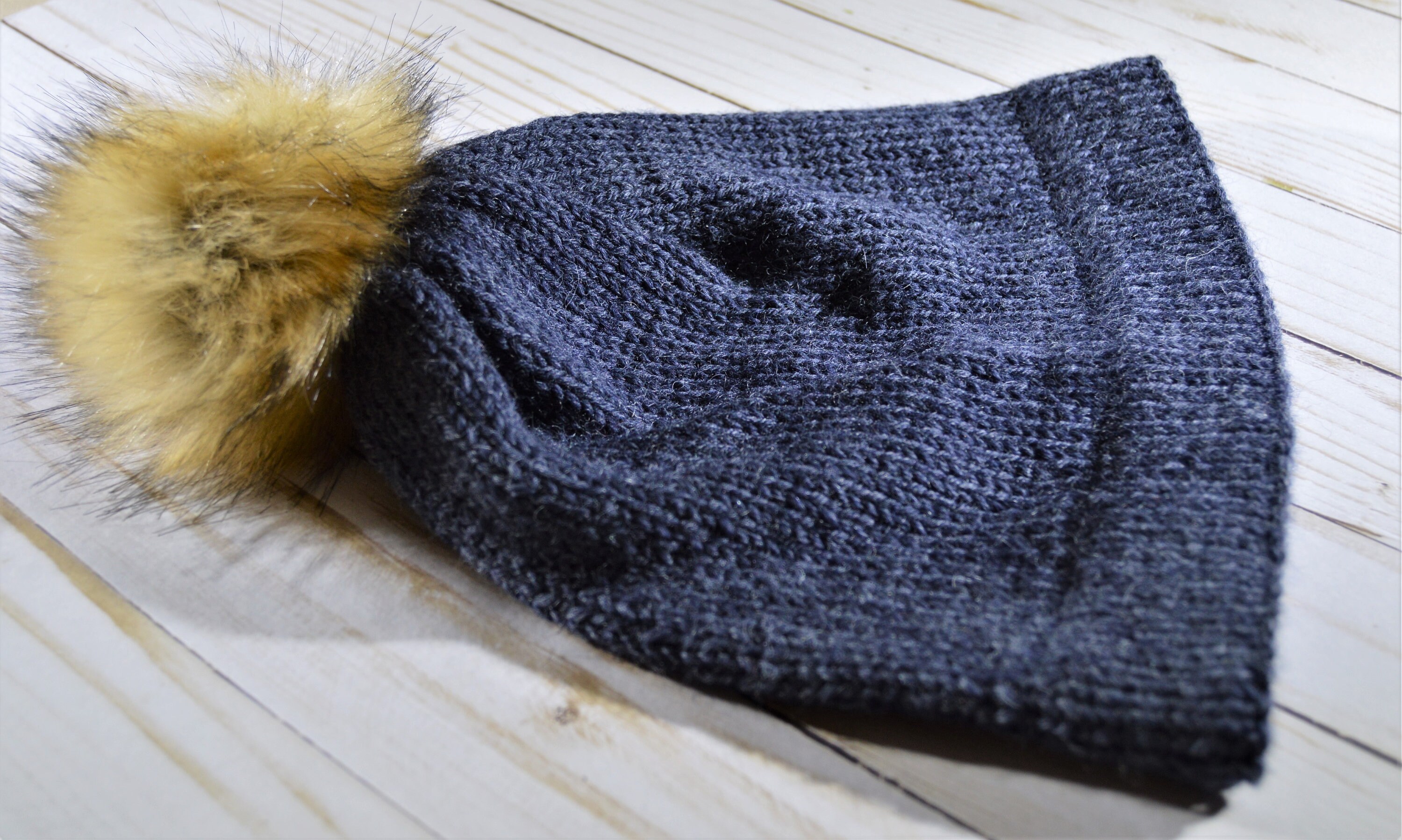 Charcoal Gray Knit Hat With Pompom, Unisex Winter Beanie, Adult ...