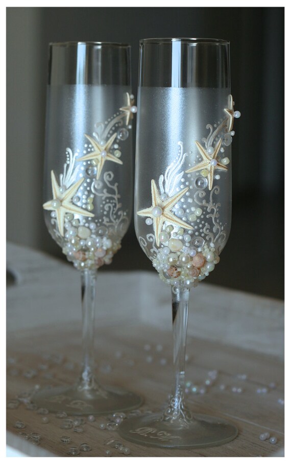 Personalized Pearl Wedding Glasses Set Wedding Champagne Etsy