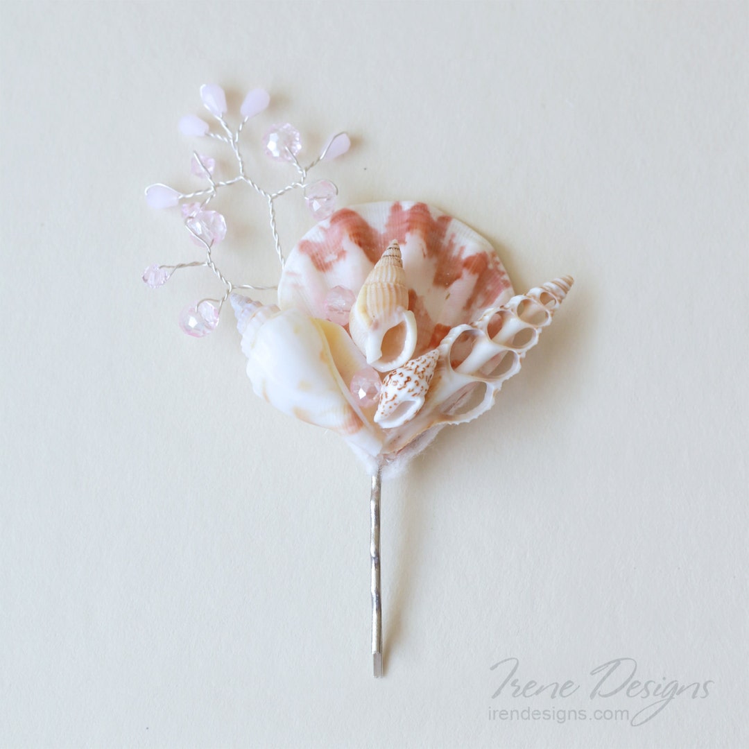 Handmade Light Pink Seashell Bobby Pin. Beach Wedding Hair Accessories ...