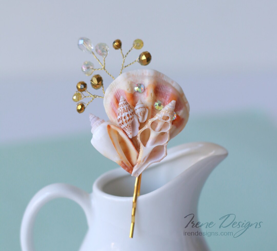 Handmade Gold Seashell Hair Pin. Beach Wedding Hair Accessories ...