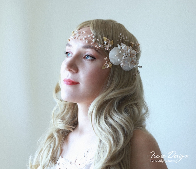 Handmade Gold and Pale Pink Head Circlet With Rhinestones. | Etsy