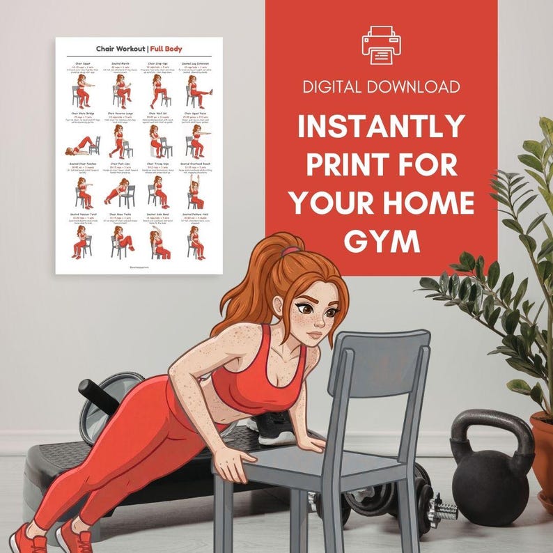 Full Body Chair Workout Plan | Seated Exercise Chart | No Equipment ...