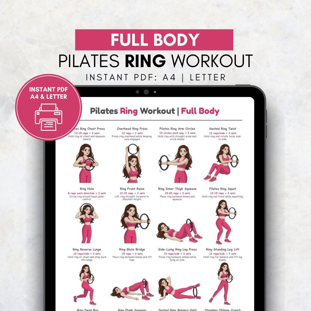 Pilates Ring Full Body Workout Printable Poster | Magic Circle ...