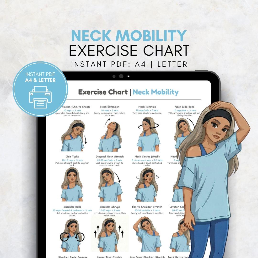 Neck and Shoulder Stretch Chart for Seniors & Desk Workers | Gentle ...