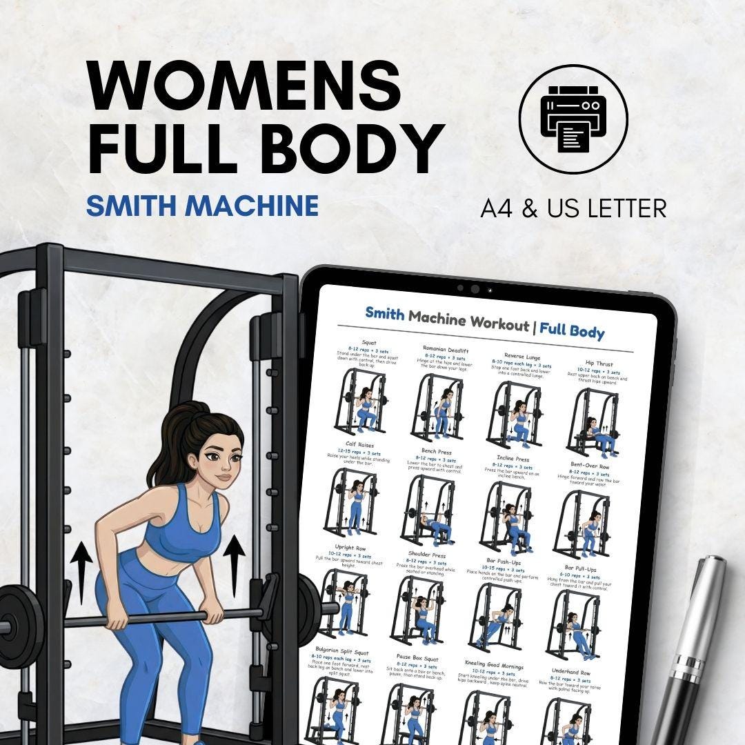 Smith Machine Full Body Workout Poster | Gym Exercise Chart | Smith ...