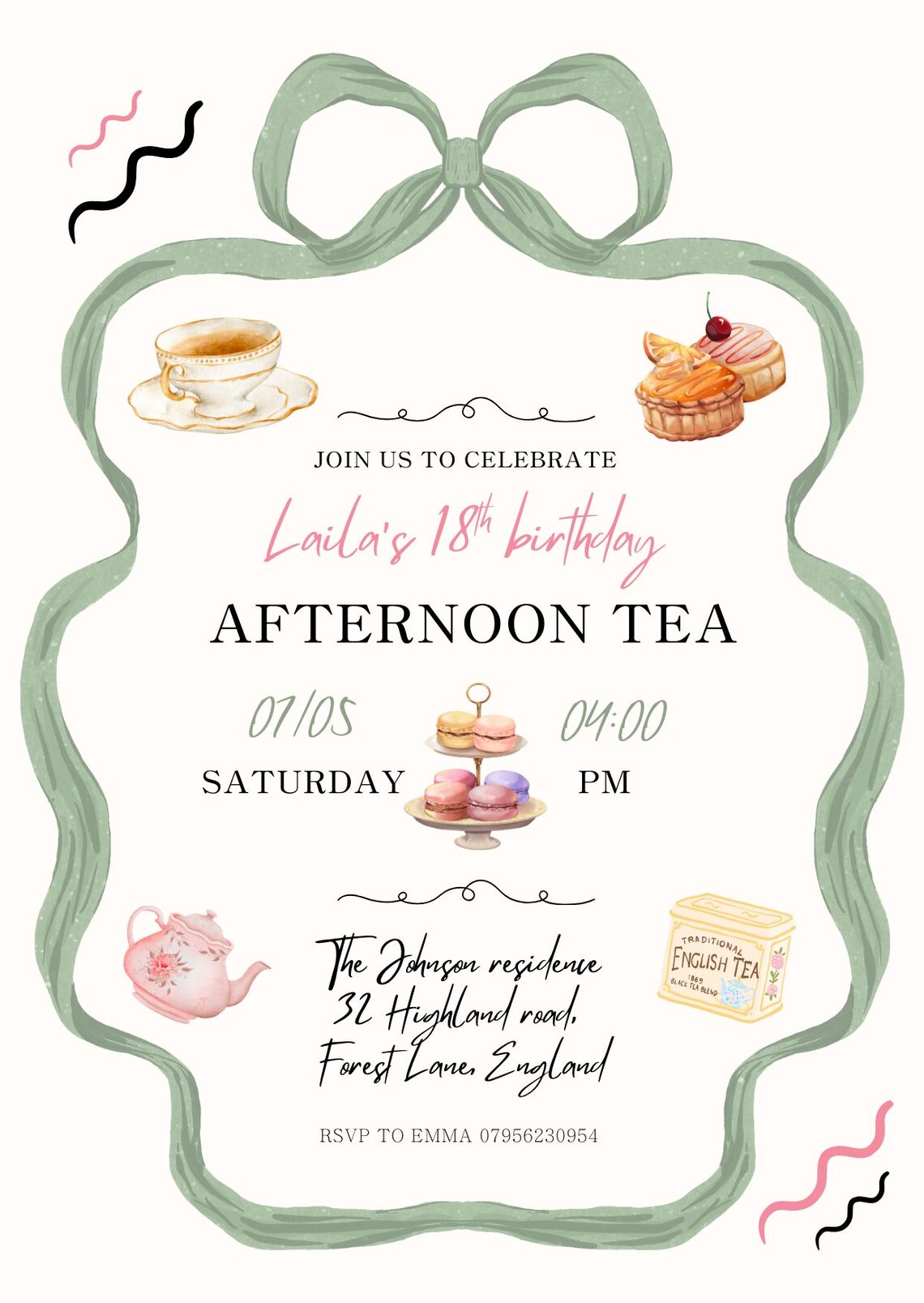 Afternoon Tea Themed Digital Invitation - Customisable & Editable - Etsy