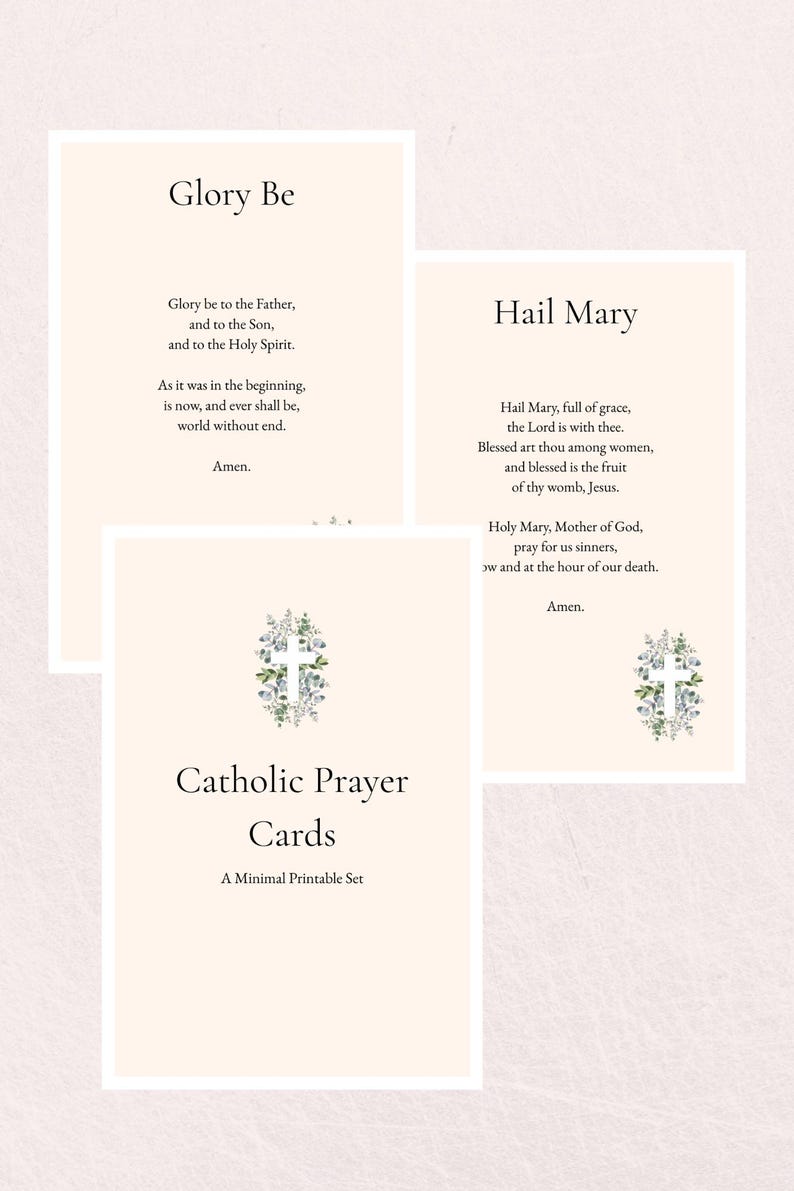 Catholic Prayer Cards Printable | Minimal Catholic Prayers ...