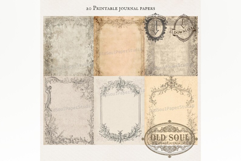 Vintage Victorian Ornate Frame Printable Journal Papers, Antique ...