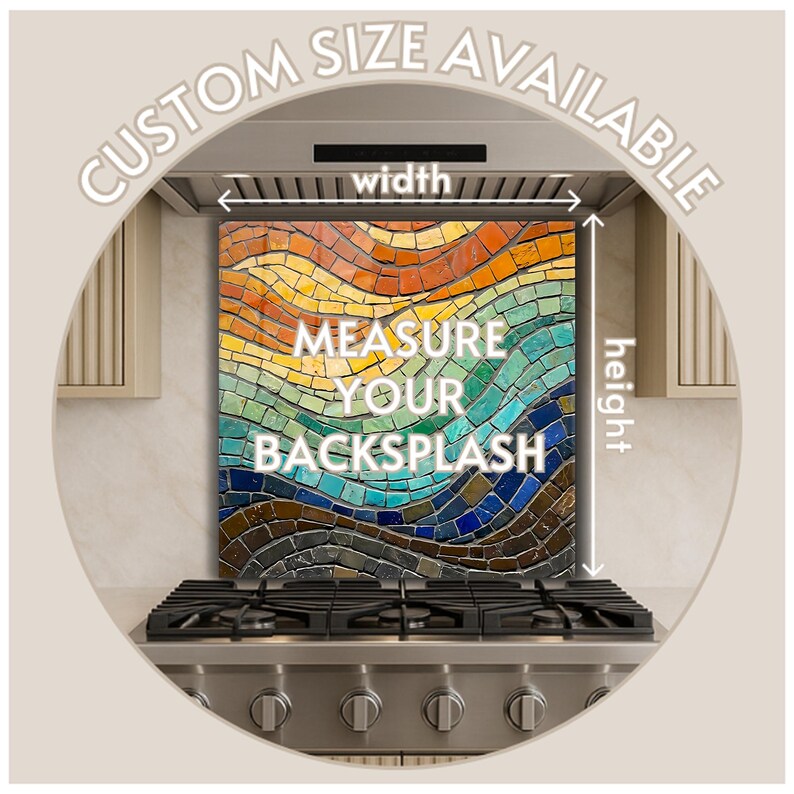 Mosaic Wave Tempered Glass Backsplash | Modern Kitchen Decor - Etsy
