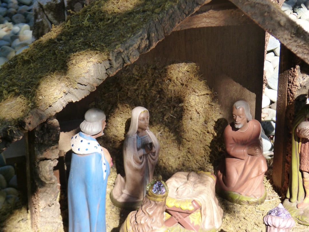 Vintage Holland Mold Nativity Set: Hand-painted Ceramic Manger Scene ...