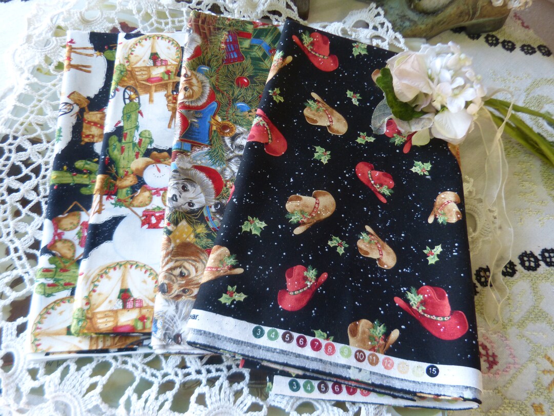 Four Bundles of Christmas Fabrics Perfect for Making Homemade Christmas ...