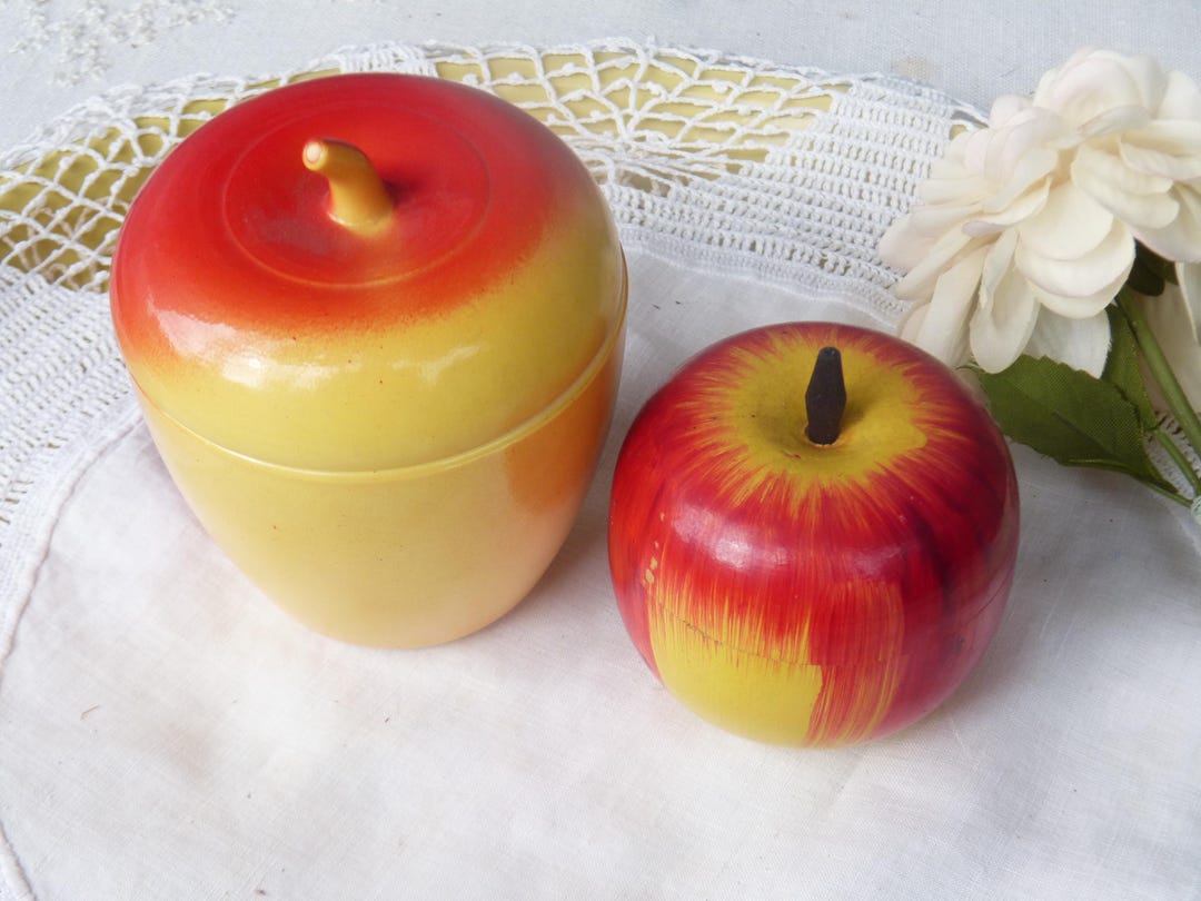 Milk Glass Hazel Apple ~ USA and Wooden Apple Tea Pot Set ~ Japan Home ...