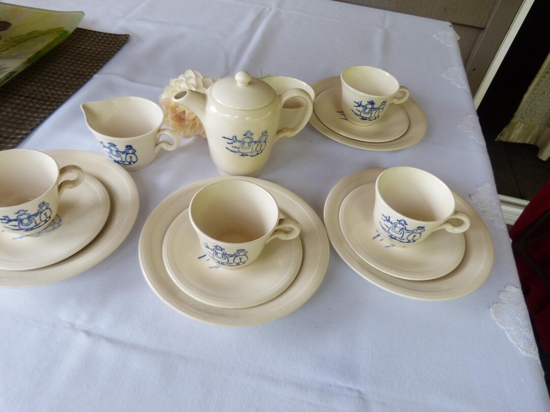 Vintage Edwin Knowles Child's Tea Set: Blue Dutch Scene, 1940s ...