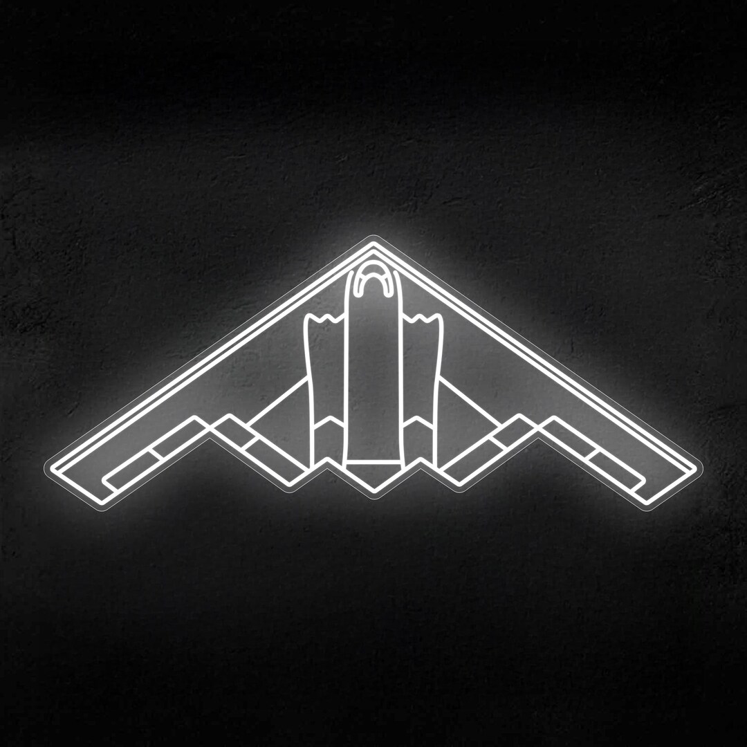 B-2 Spirit Neon Sign, Stealth Bomber Wall Art, Top View Airplane Decor ...