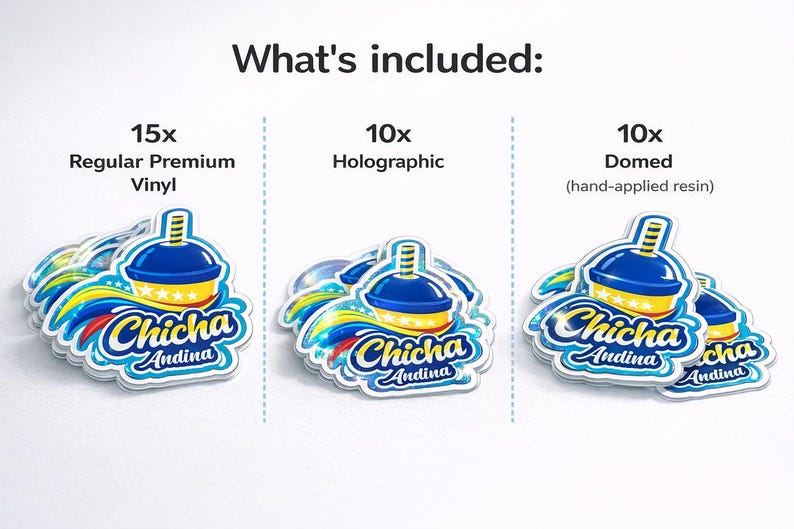 Custom Sticker Mix – Domed Resin, Holographic & Vinyl Die Cut Stickers ...