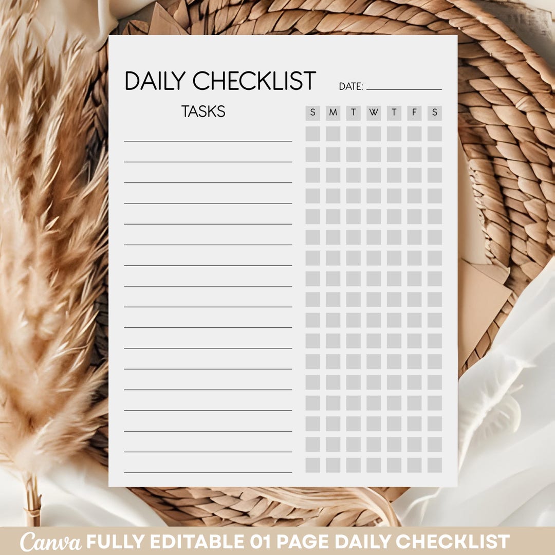 Editable Daily Checklist, Productivity Planner, Printable Schedule, To ...