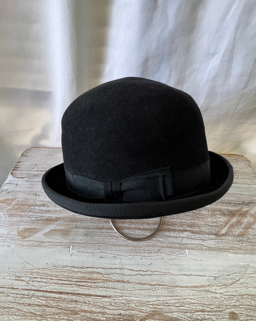 Vintage Roni Ladies Black Bowler Equestrian Dressage Hat, Size 7 1/8 ...