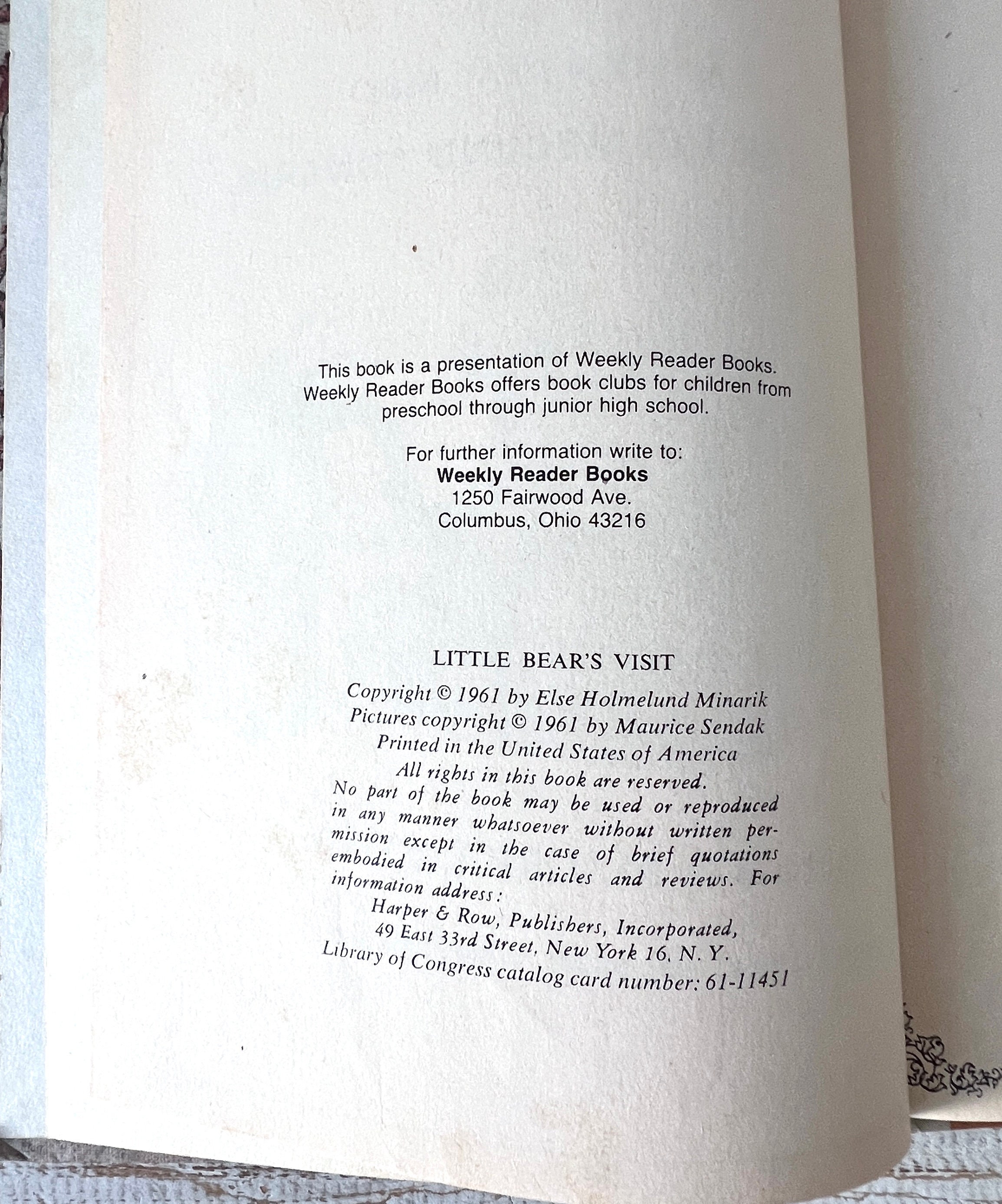 Little Bear's Visit by Else Holmelund Minarik Copyright - Etsy