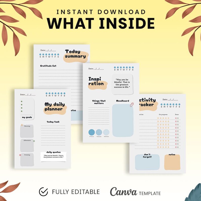 Daily & Weekly Planner 2026 | Canva Editable Template | Printable ...