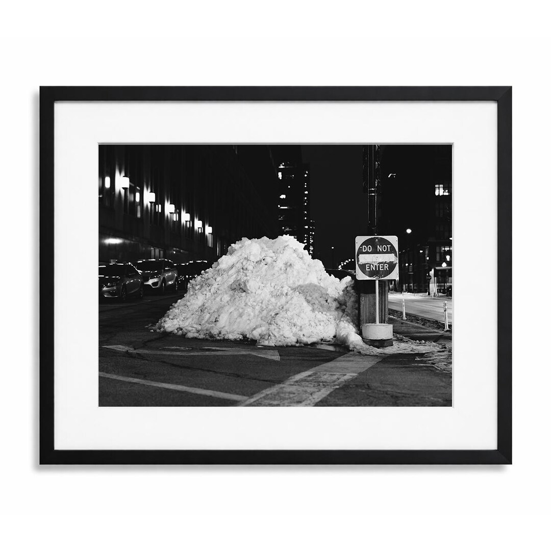 Chicago Snow Pile at Night – Black and White Street Photography Print ...