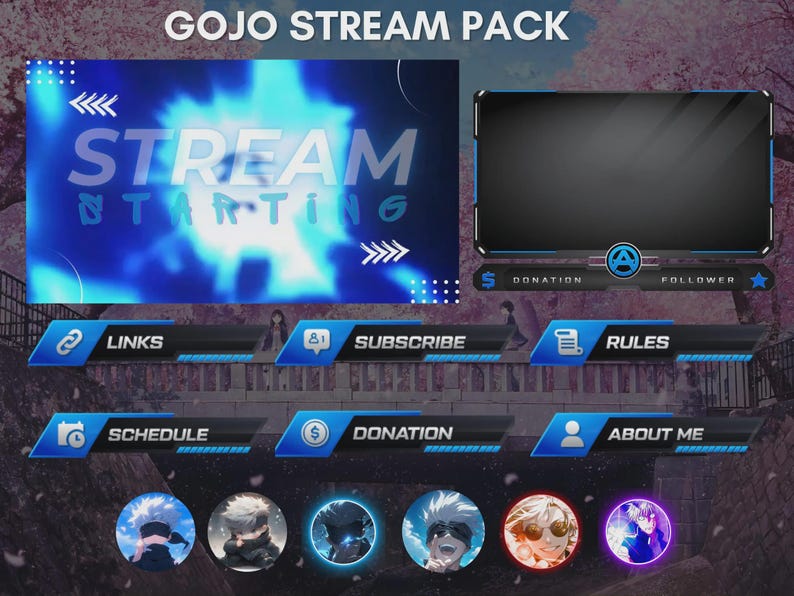 Jujutsu Kaisen (JJK) Anime Sorcerer Stream Overlay Pack PNG Twitch ...