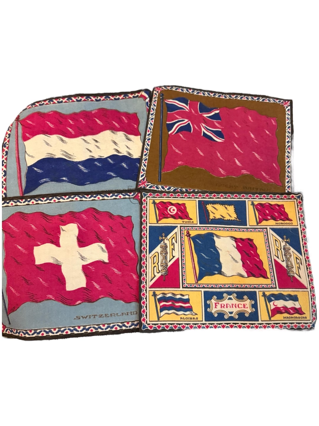 Vintage Tobacco Cigar Felt Flags LARGE Rugs, Many Countries 10.5" X 8.5 ...