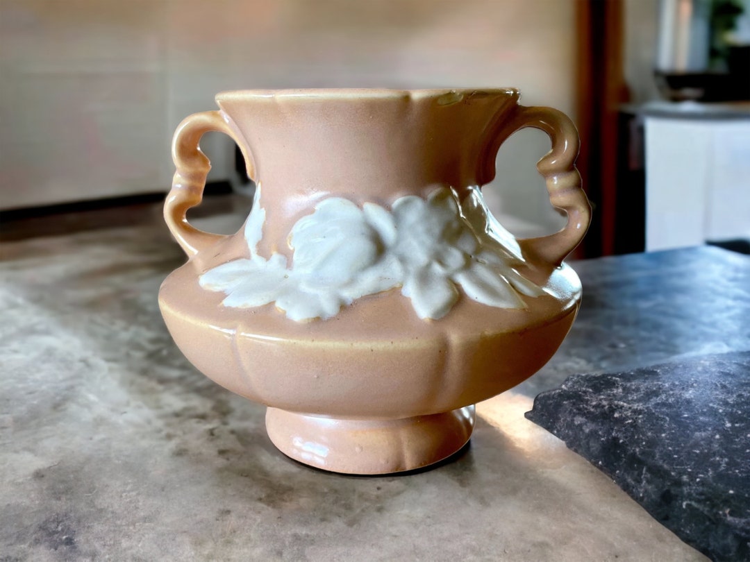 Weller Cameo Peach Art Vase Collectible Pottery With Embossed - Etsy