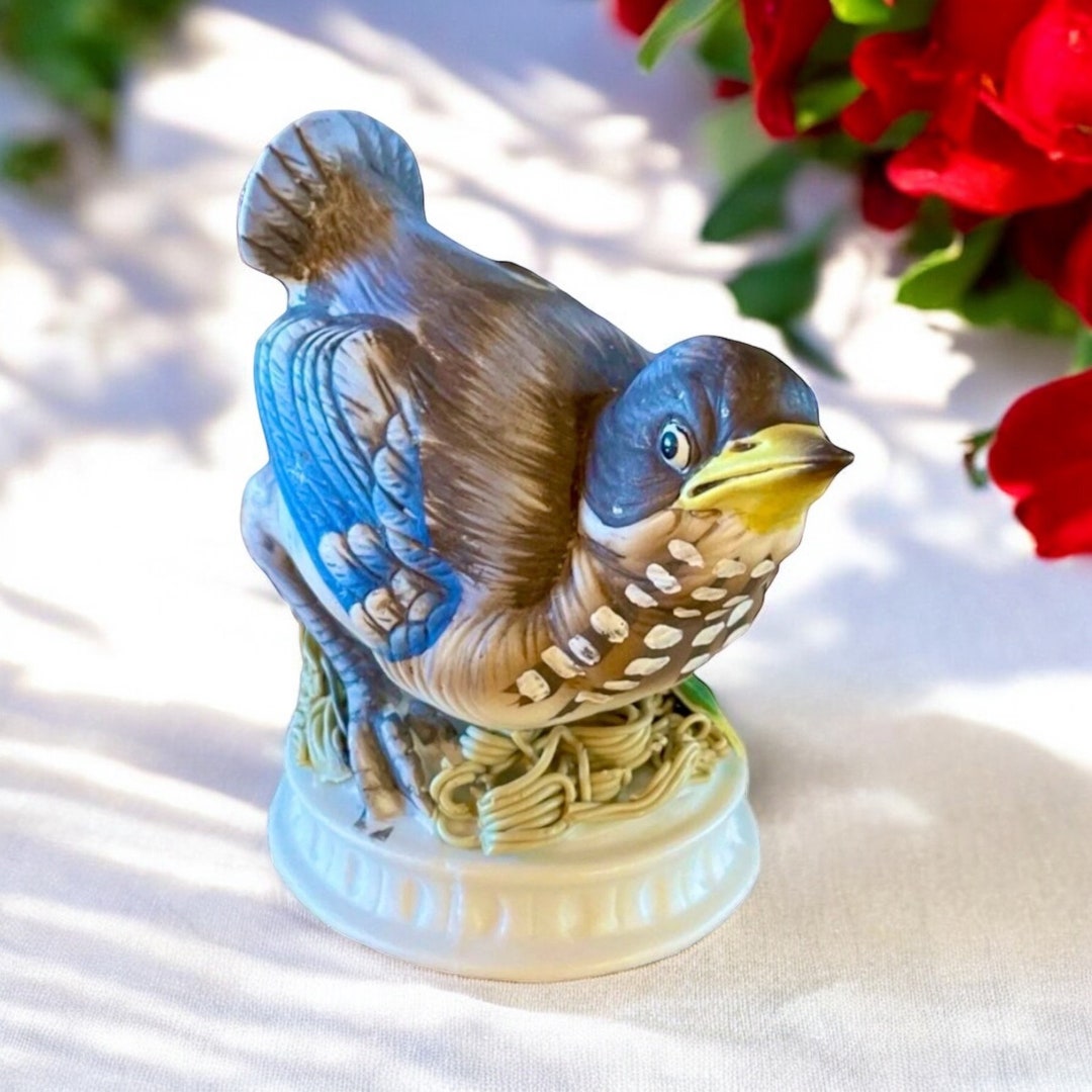 Vintage Lefton Bisque Blue Bird Figurine #KW1637 Hand Painted - Etsy