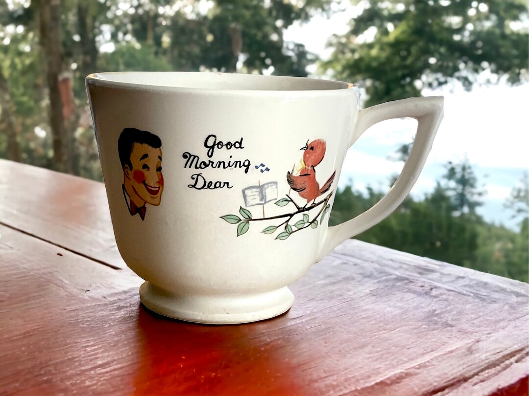 Vintage Ceramic Good Morning Coffee/tea Mug Happy and Grouchy - Etsy