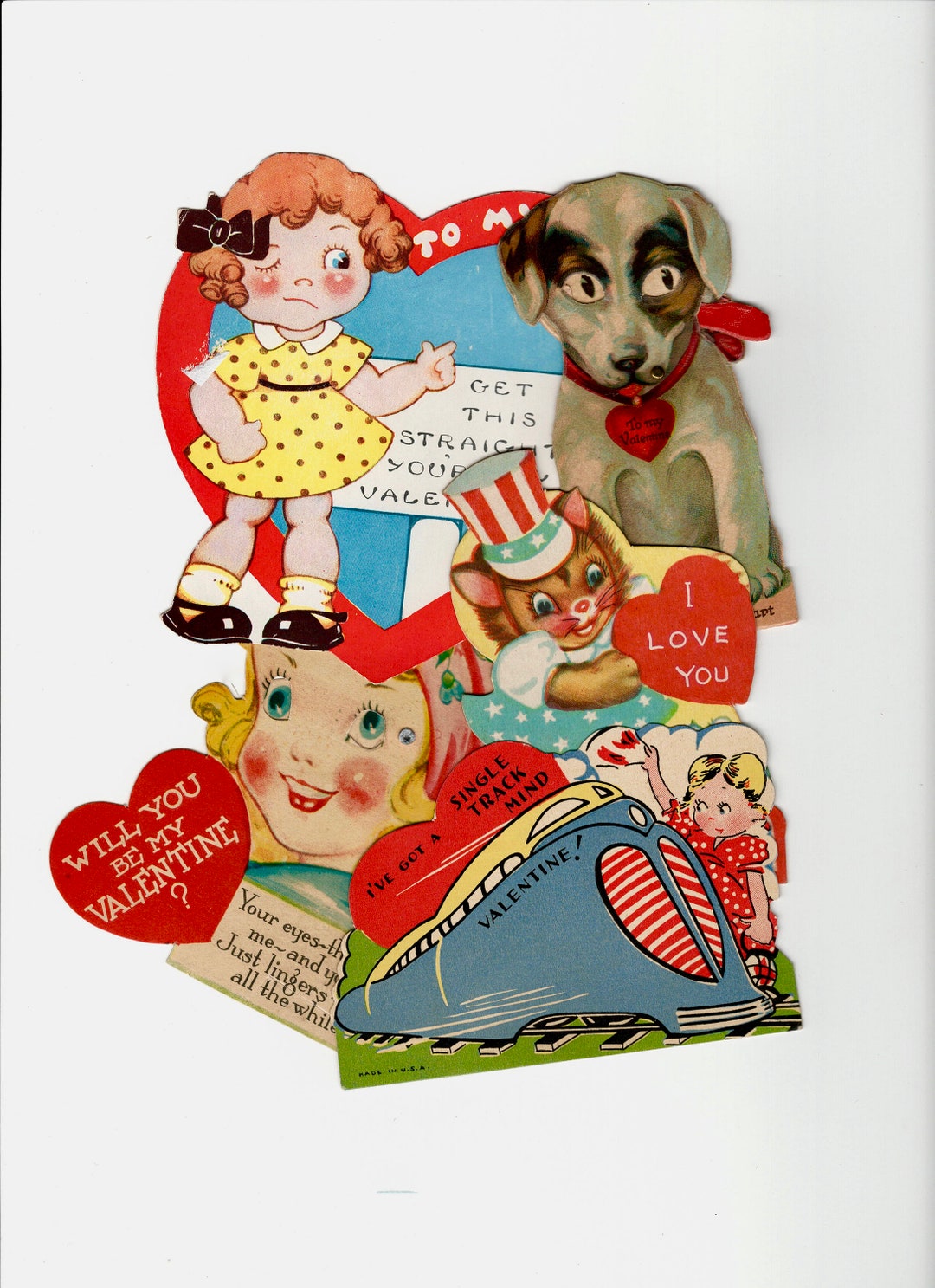 Instant Download Vintage Valentine, Digital Collage Sheet of 5 ...