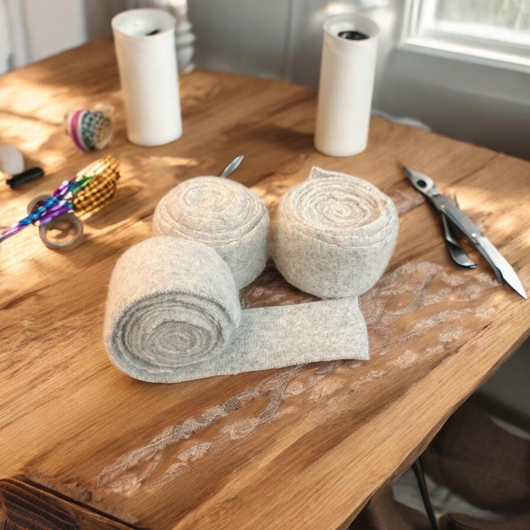 Individual Light Grey Wool Roll for Hooking, Braiding Rugs or Fiber ...