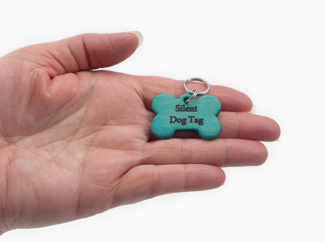 Dog Name Tags for SMALL to Medium Dogs, Silent Dog Tag Laser Engraved ...
