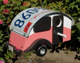 Vintage Style Teardrop Trailer Birdhouse, Wood Camper Bird House ...