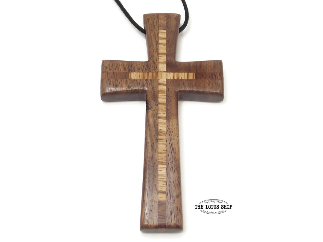 Handmade Extra Large Cross Necklace Carved From Walnut & Zebrawood ...