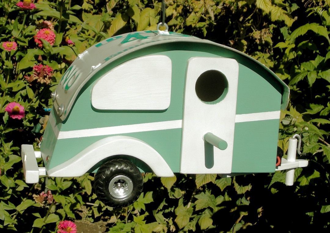 Vintage Style Teardrop Trailer Birdhouse, Wood Camper Bird House ...