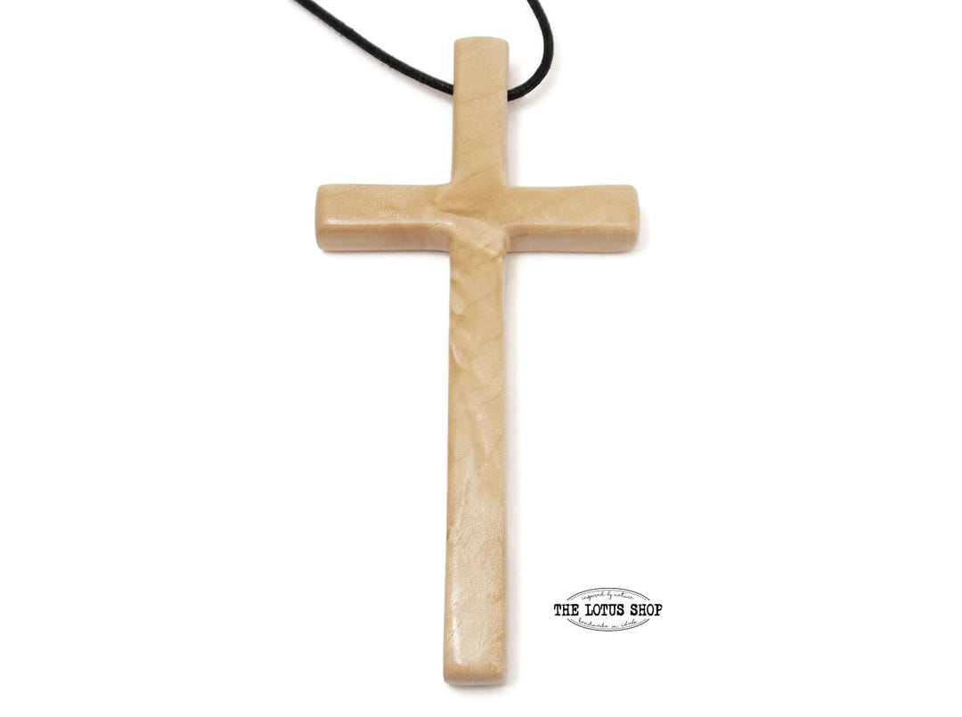 Large Cross Pendant Handmade From Maple Wood, Large Wooden Cross ...