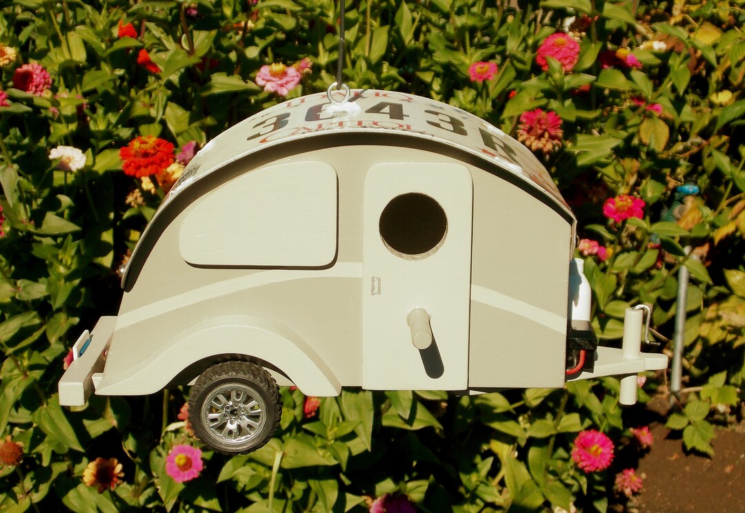 Vintage Style Teardrop Trailer Birdhouse, Wood Camper Bird House ...