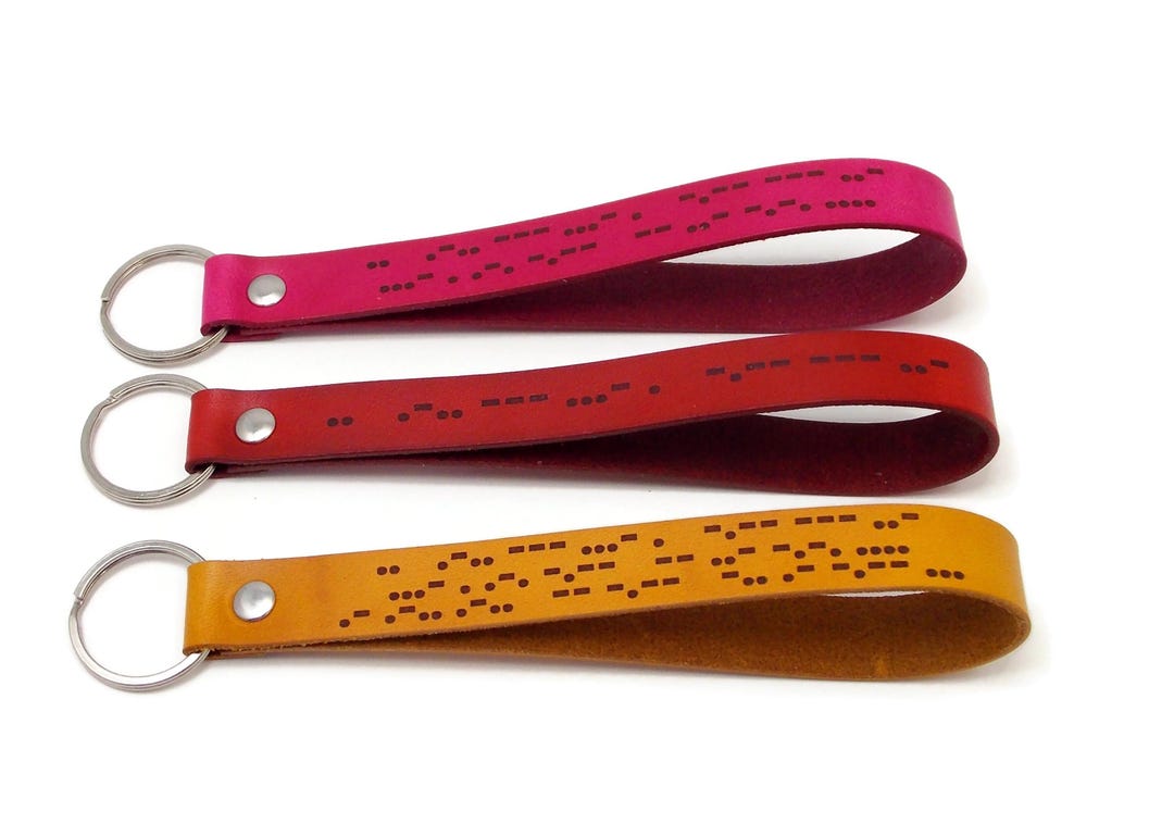 Leather Keychain Laser Engraved With Personal Message Written in Morse ...