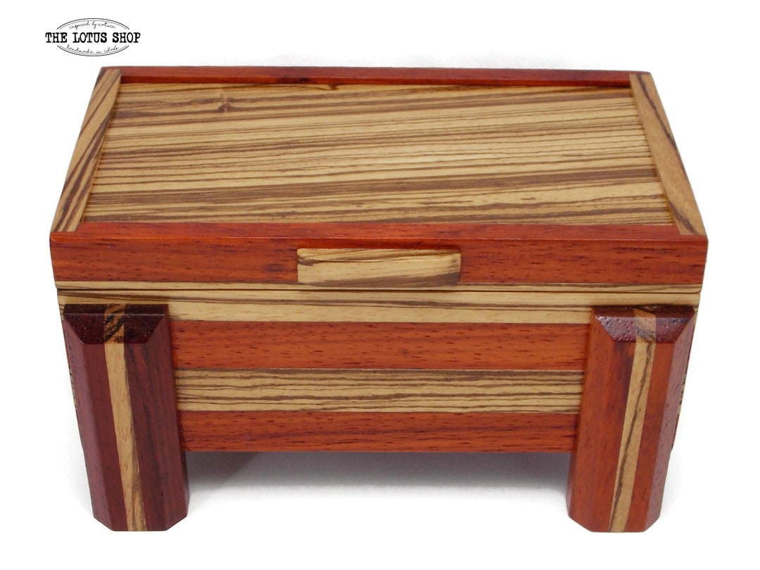 Hardwood Jewelry Box Handmade From Paduak & Zebrawood, Mens Valet Box ...