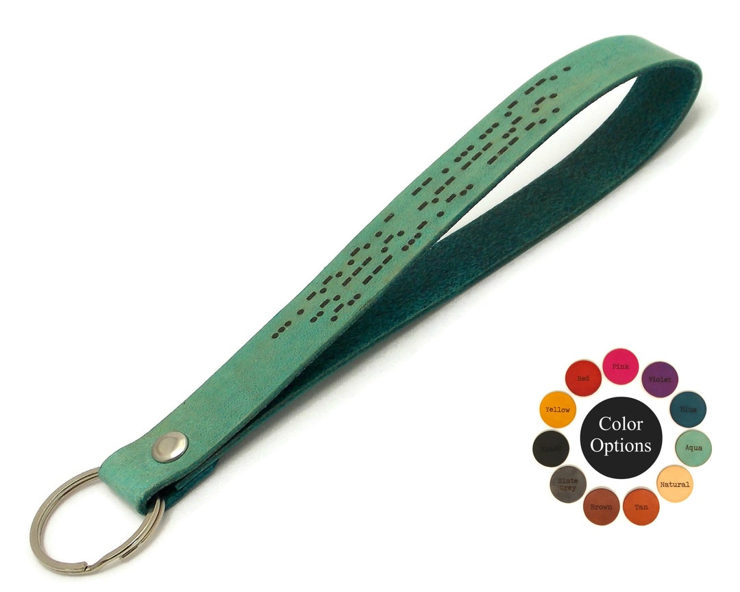Leather Morse Code Keychain, Personalized Leather Key Fob Laser ...
