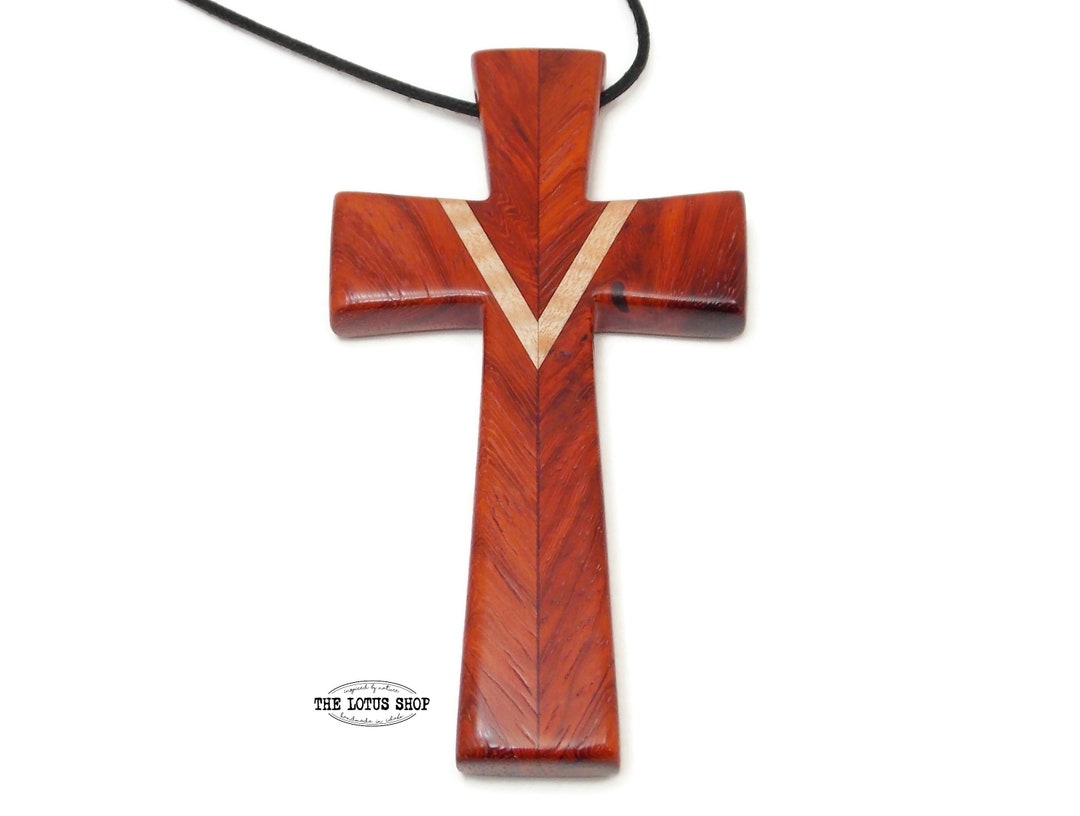 Pectoral Cross, Large Wooden Cross Necklace Handmade From Paduak and ...
