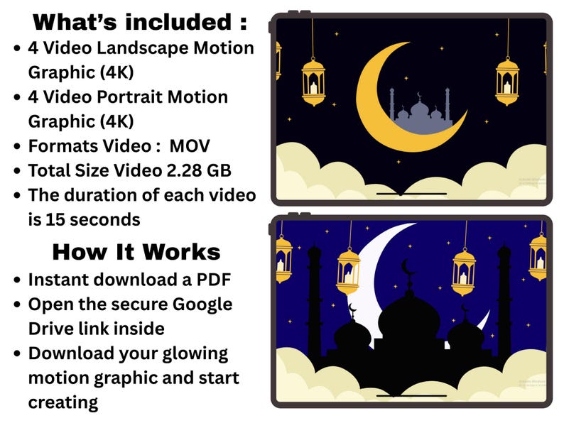 Ramadan 4K Animated Background – Islamic Lantern & Mosque Illustration ...